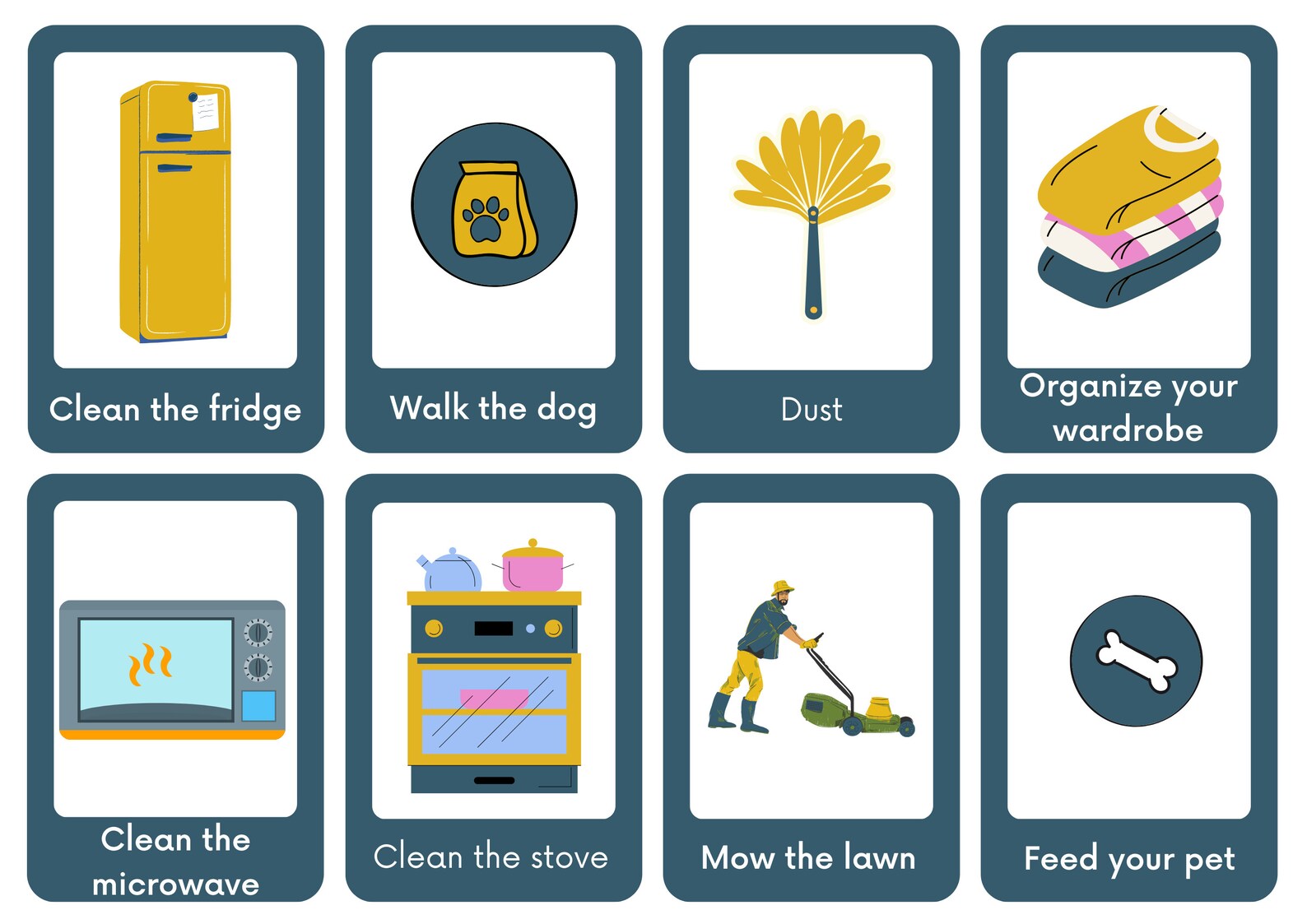 Chores Routine Flashcards for Kids and Adults - Printable Visual ...