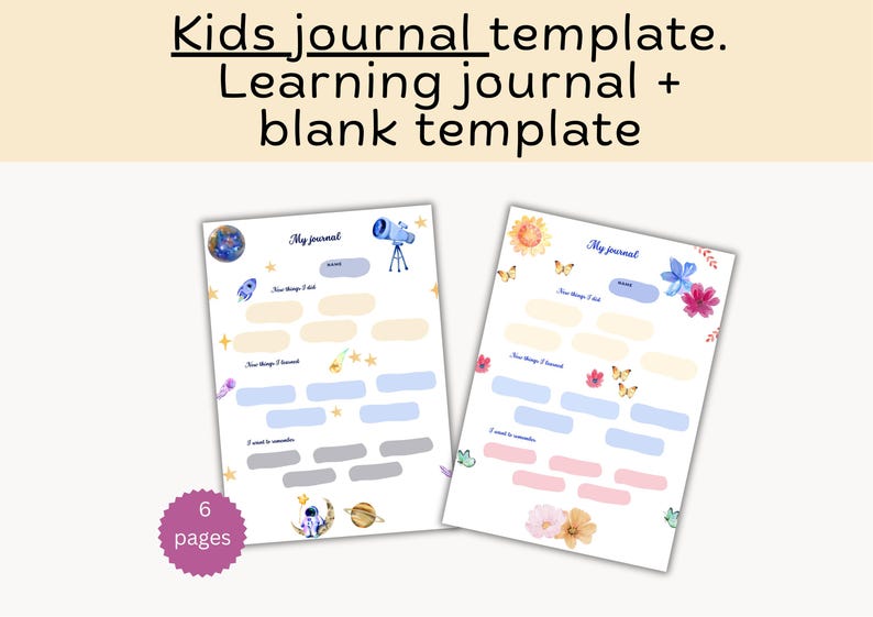 Kids Journal Template, Elementary School Learning Journal, Back to ...