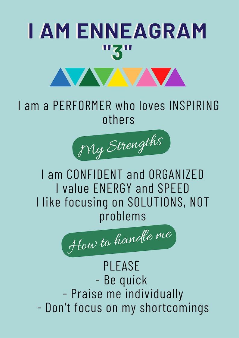Enneagram Type 3 Three Ennea Type Strengths and How to - Etsy