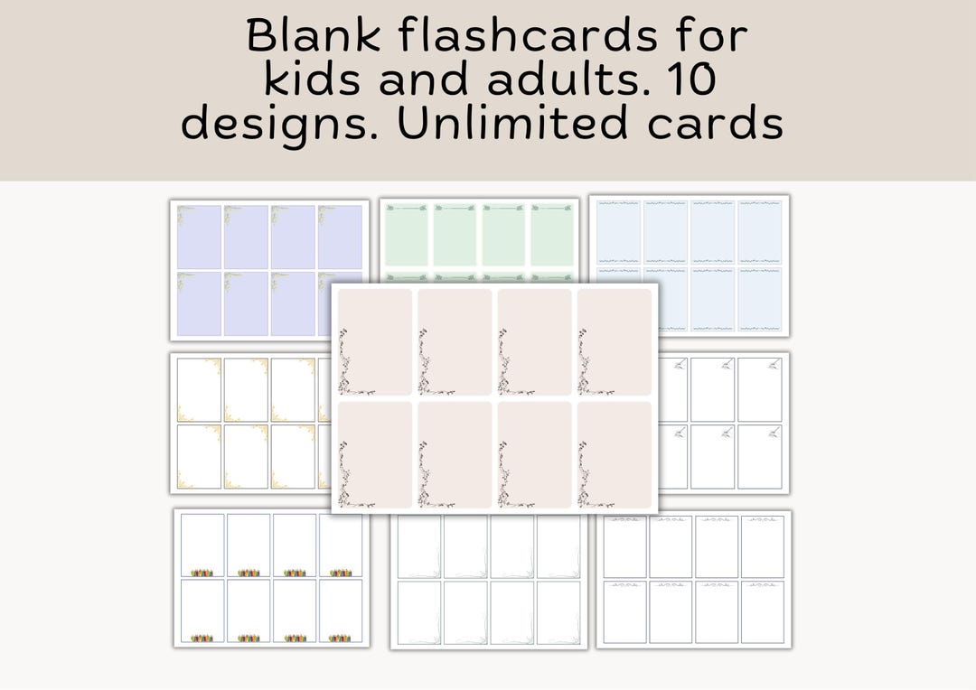 Blank Flashcards Template: Printable Study Cards (PDF) - Etsy