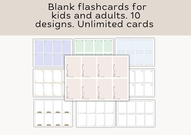 Blank Flashcards Template: Printable Study Cards (PDF) - Etsy