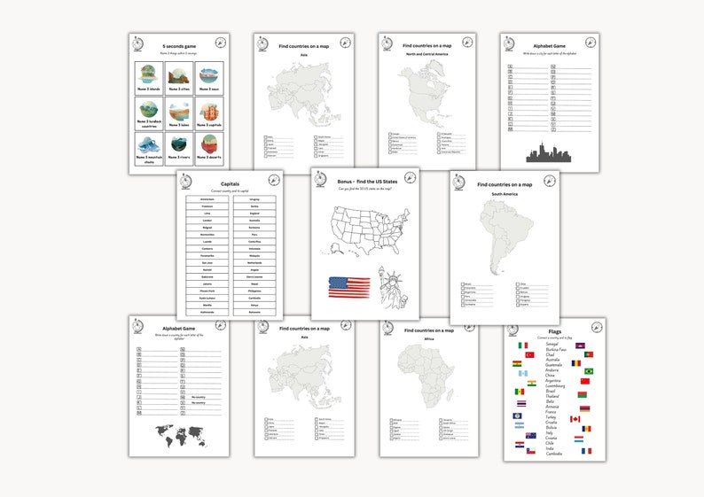 World Geography Games: Kids Learning Activities, USA Map (PDF Download ...