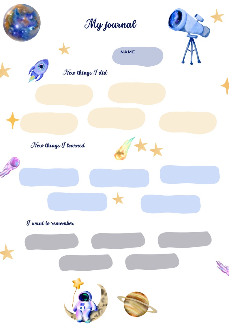 Kids Journal Template, Elementary School Learning Journal, Back to ...