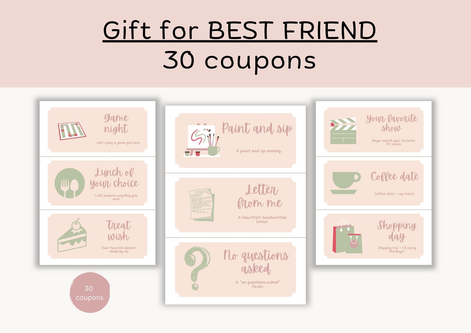 Friendship Coupon Book – 30 Printable Gift Ideas (PDF) - Etsy