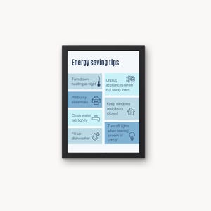 Energy Saving Tips Printable Set of 4 Posters - Energy Consumption ...