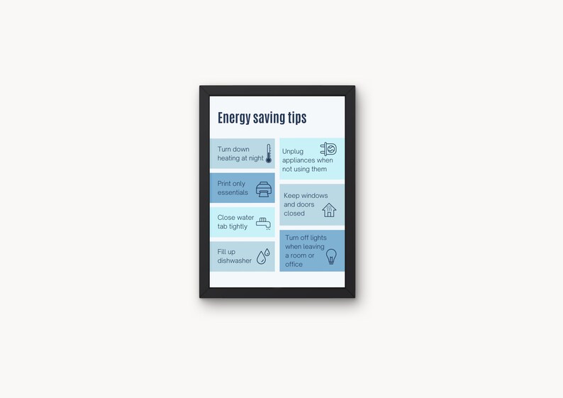 Energy Saving Tips Printable Set of 4 Posters - Energy Consumption ...