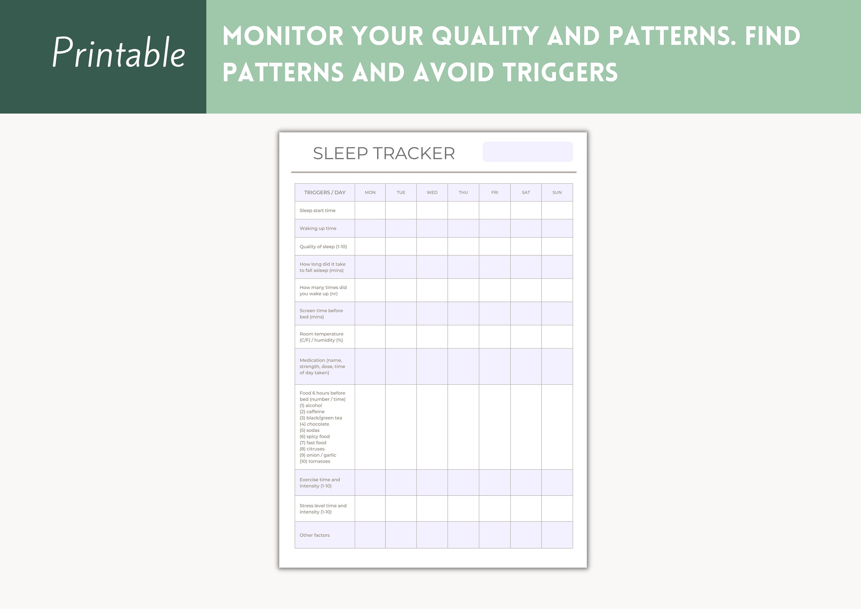 Sleep Tracker Health Log Printable Template Mental and - Etsy UK