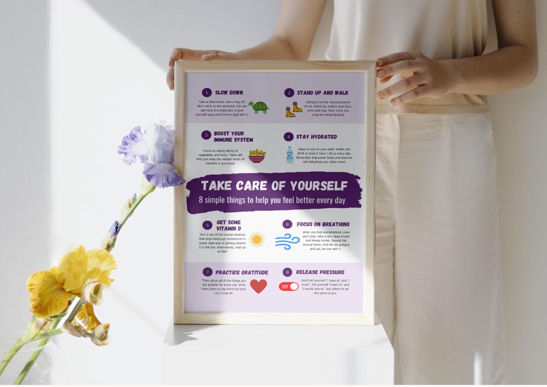 Self-care Routine Poster: Wellness Steps, Mindfulness Decor (digital ...