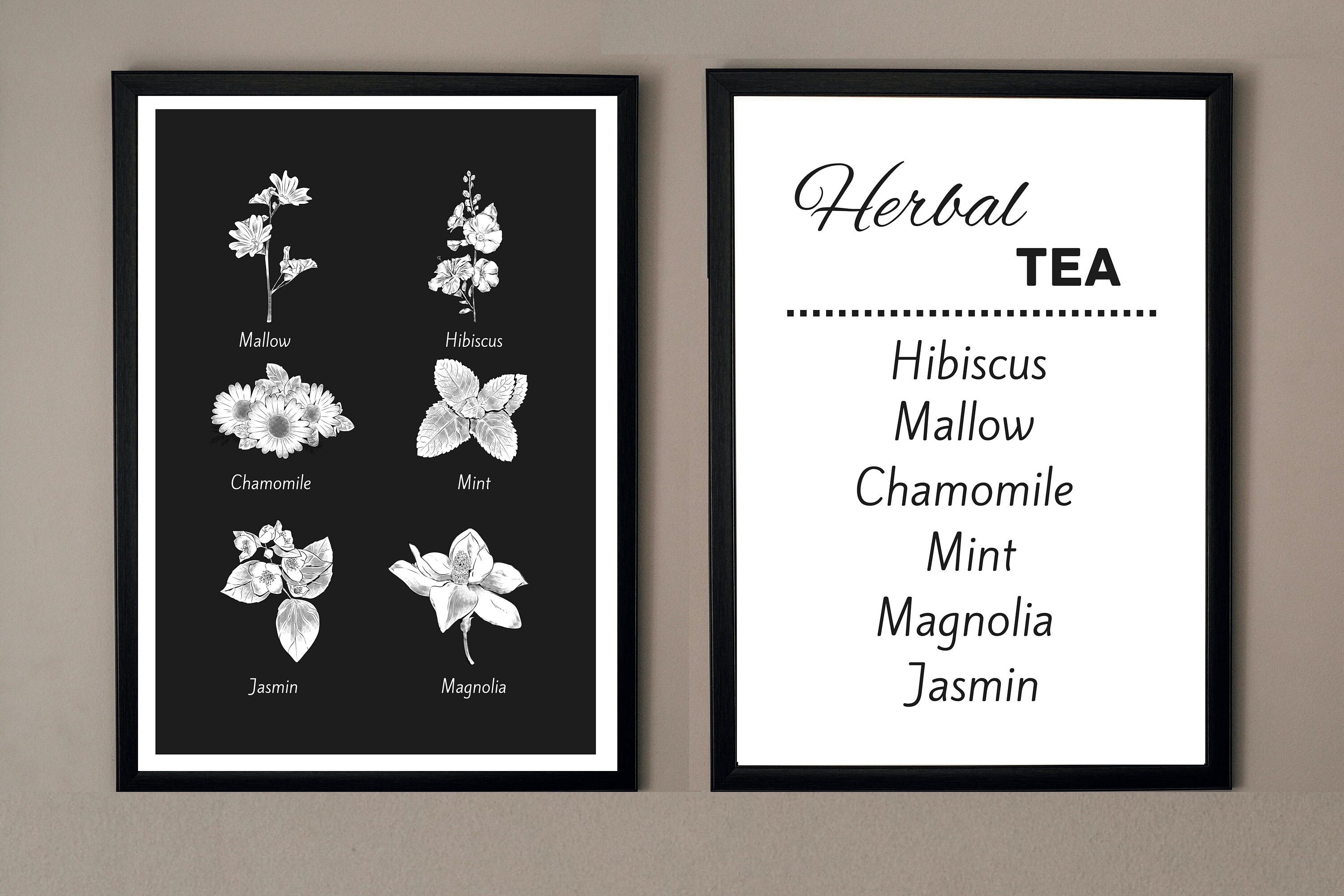 Herbal Tea Poster Set of 6 Kitchen Wall Artwork Digital Download Modern ...