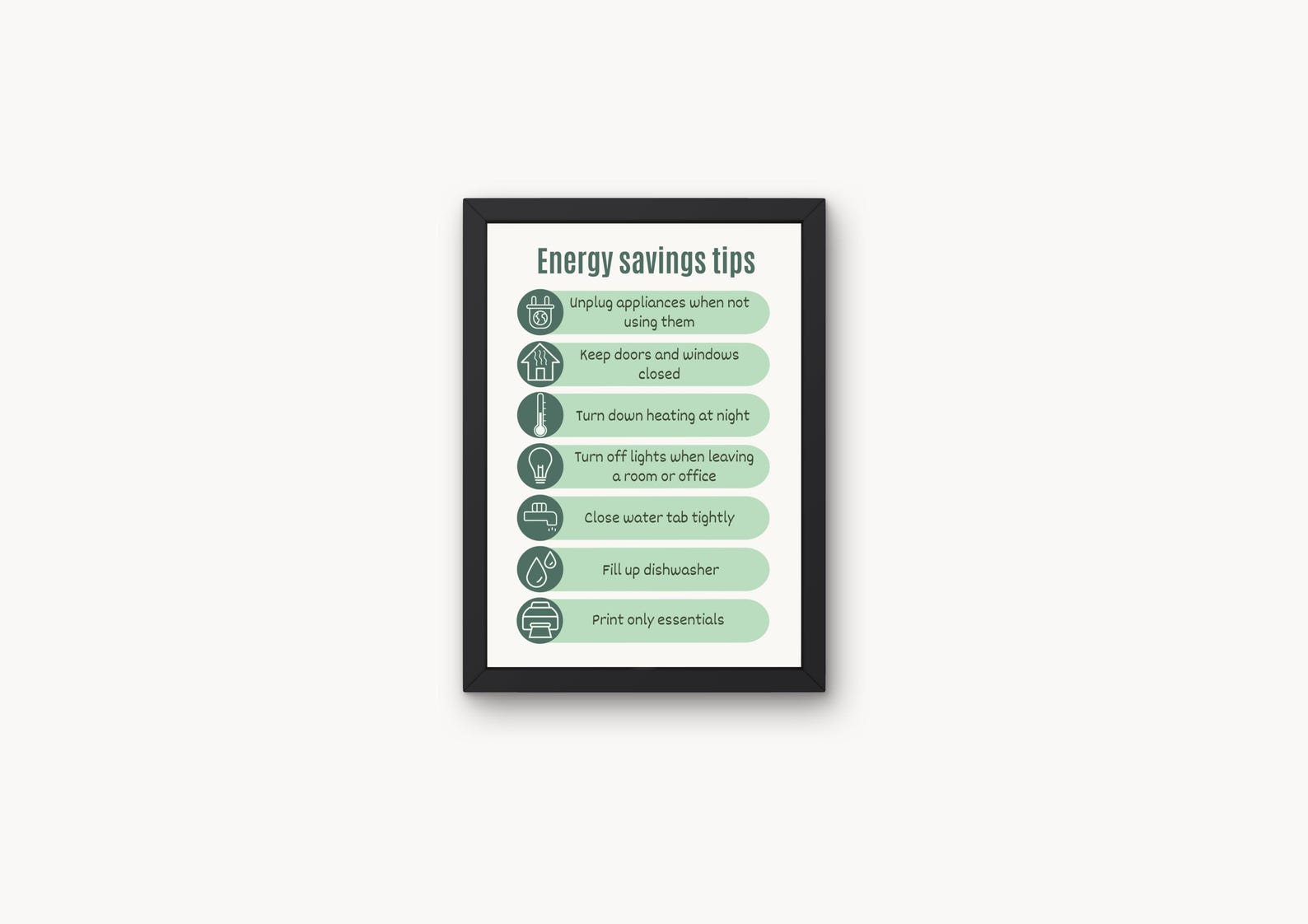 Energy Saving Tips Printable Set of 4 Posters - Energy Consumption ...