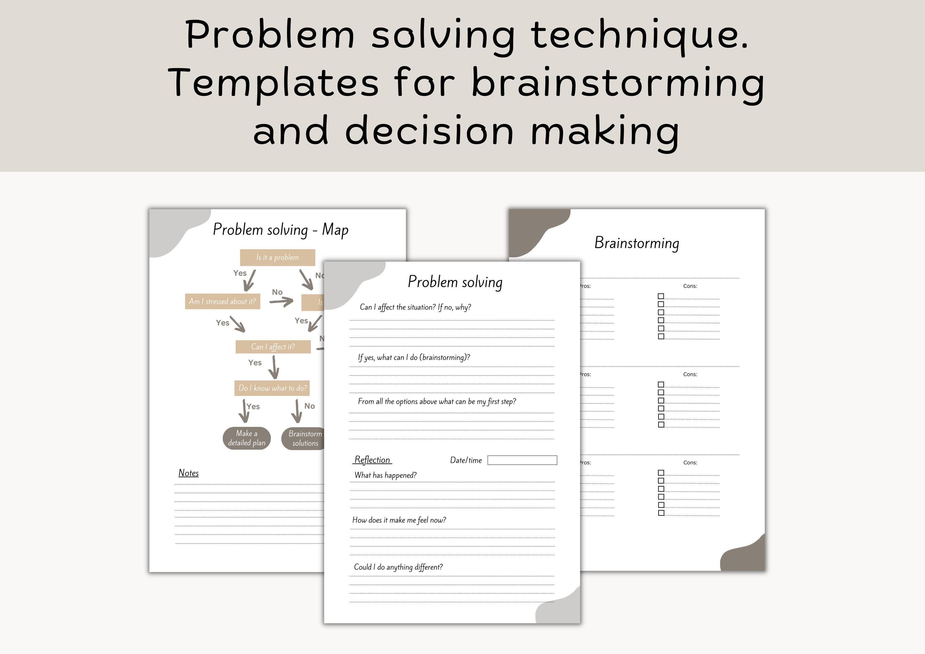 Problem Solving Tool Decision Making Brainstorming Templates Decision ...