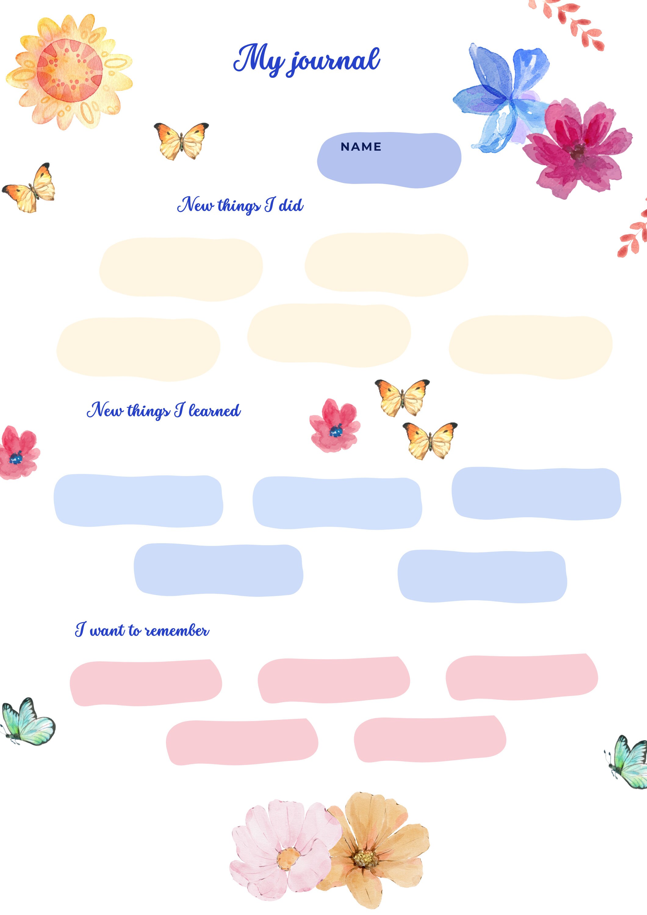 Kids Journal Template, Elementary School Learning Journal, Back to ...