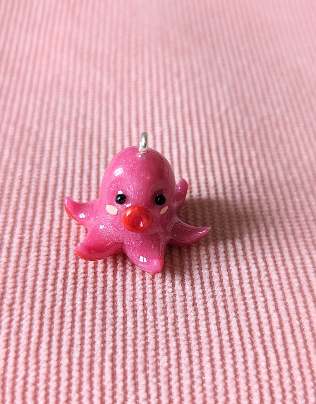 Pink Octopus Figurine in Fimo Paste, for Earrings, Necklace or Key Ring ...