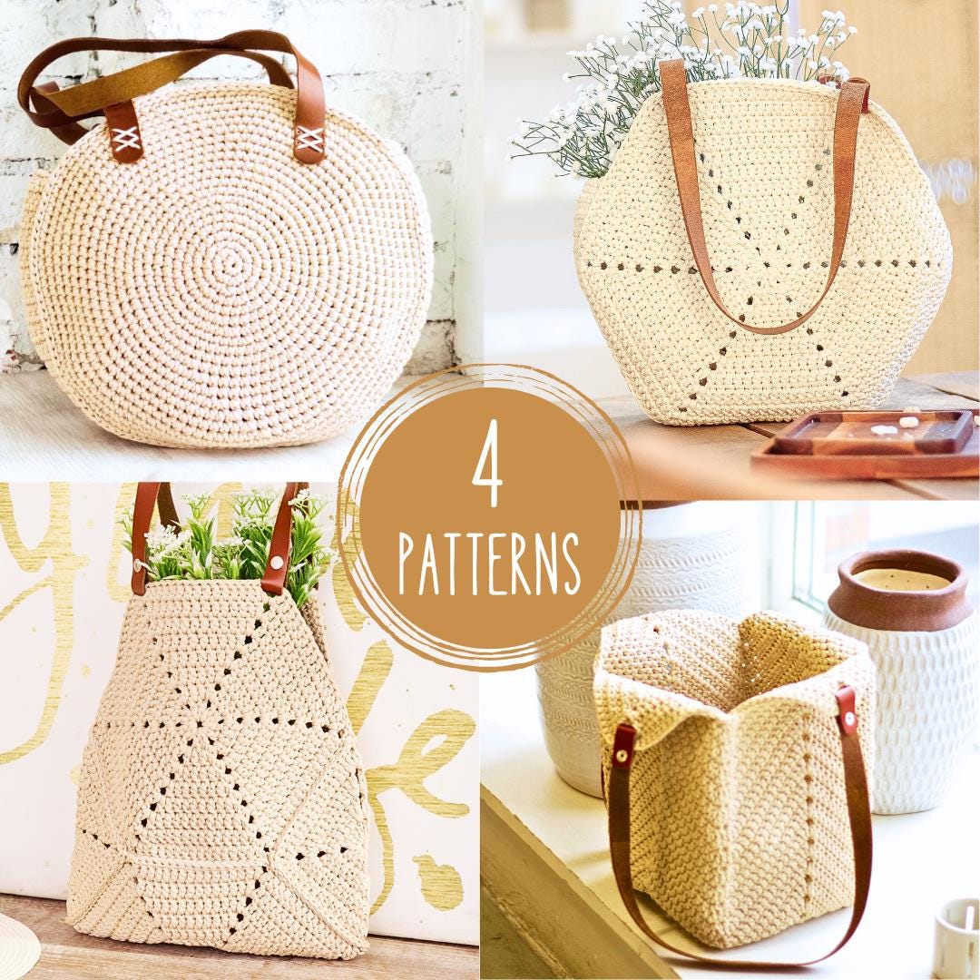 Crochet Bag Pattern Bundle – 4 Trendy Cord Yarn Bags PDF, Step-by-step ...