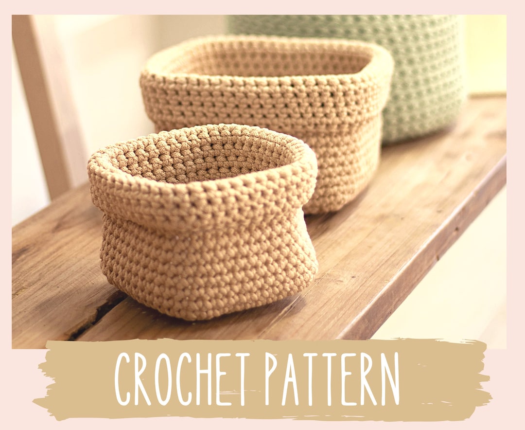 Easy Crochet Pattern, Square Storage Basket DIY, Crochet Basket Pattern ...