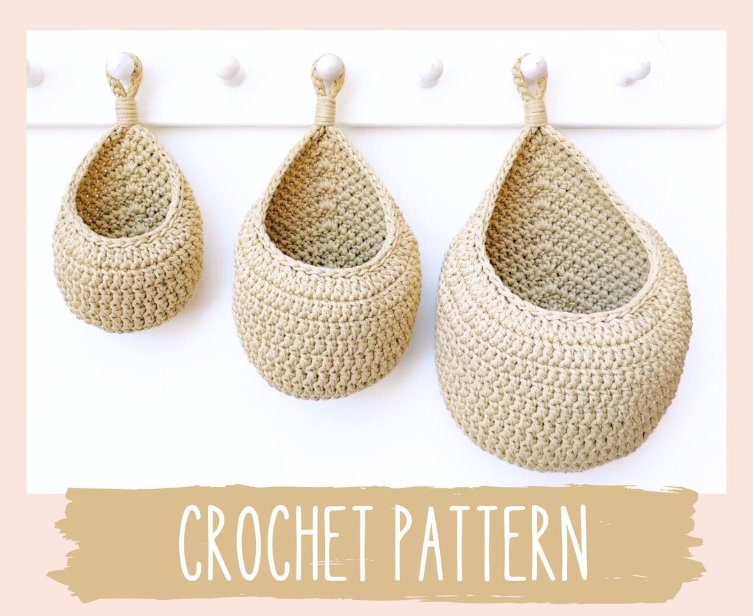 Crochet PATTERN, Hanging Teardrop Basket DIY, Storage and Organization ...
