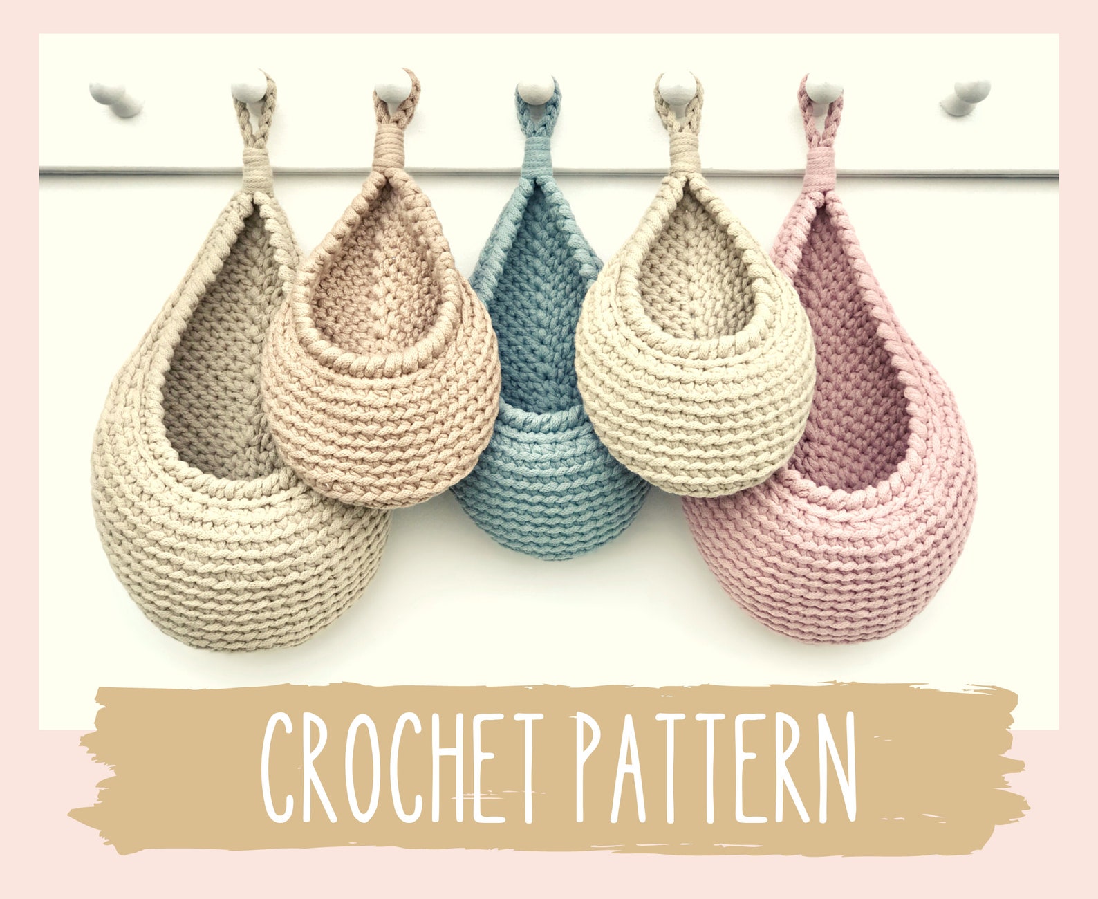 Crochet PATTERN, Teardrop Basket, Hanging Basket, Storage Basket ...