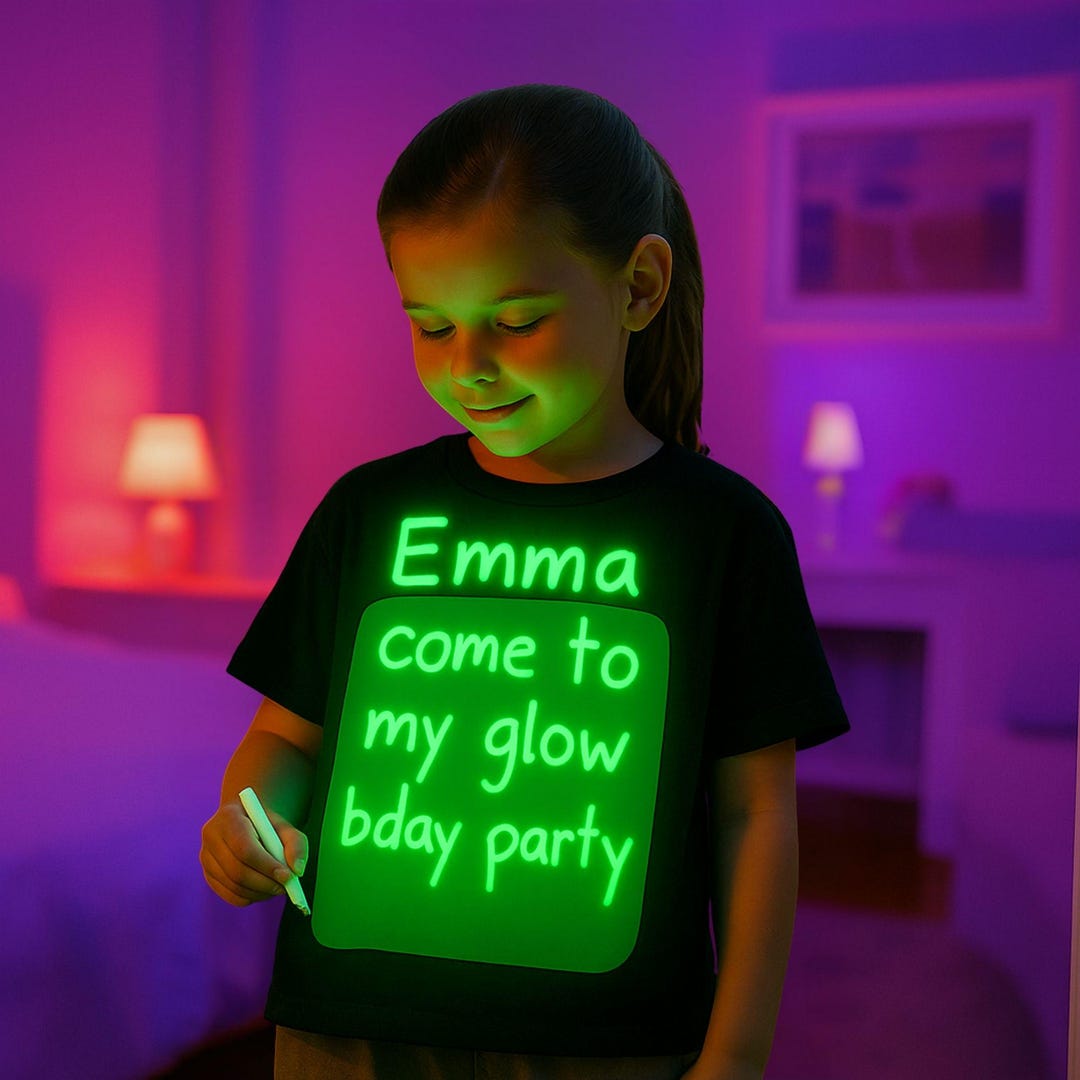 Glow Birthday Party Shirt for Kids: Personalized Girl or Boy Tee 100% ...