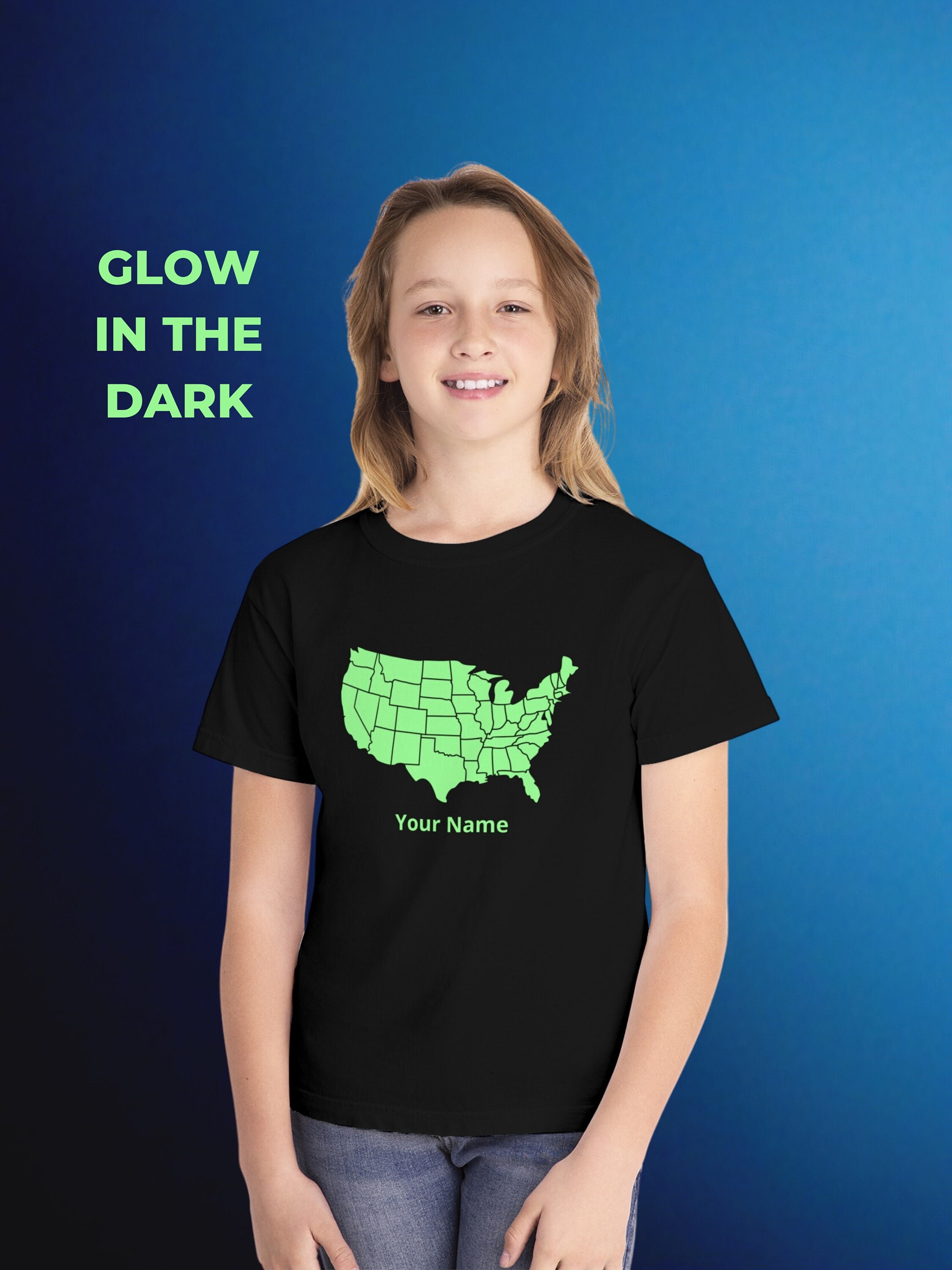 Glowing USA Map Tshirt, Custom Glow in the Dark Shirt, Find and Draw ...