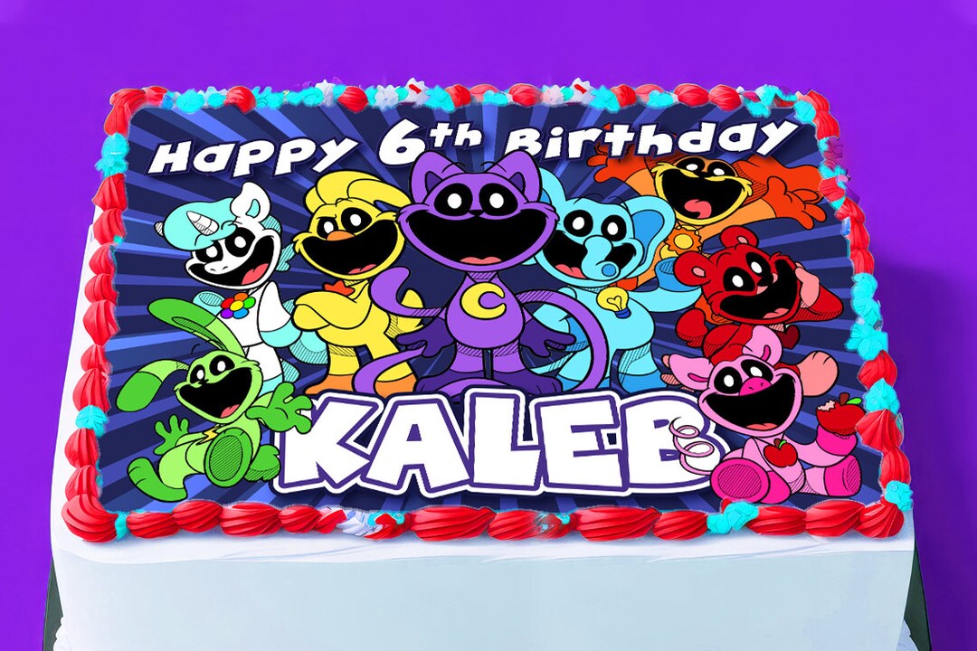 Catnap Birthday Themed Edible Cake Topper Rectangular Design Wafer ...