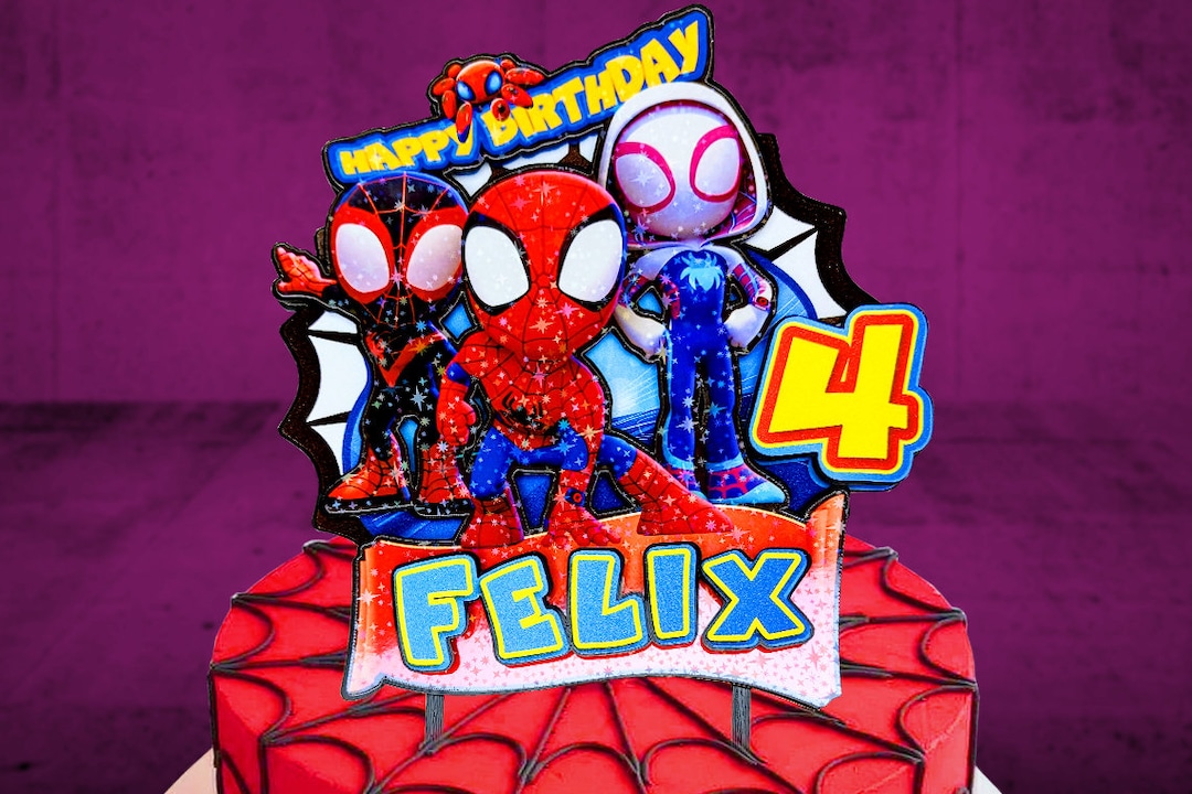 Spidey Birthday Plastic Cake Topper, Spidey Theme Party, Personalized ...