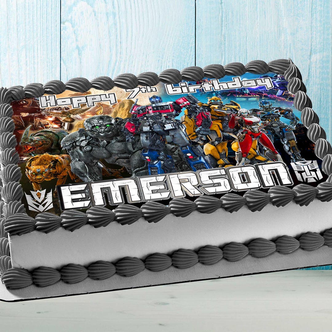 Transformers Birthday Themed Edible Cake Topper - Rectangular Design ...
