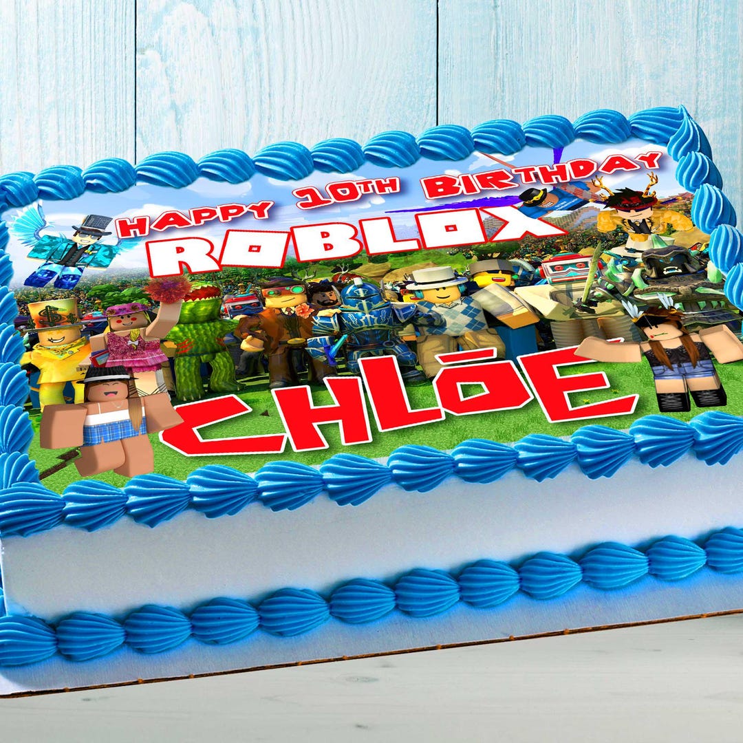 Roblox Birthday Themed Edible Cake Topper – Rectangular Design – Wafer ...