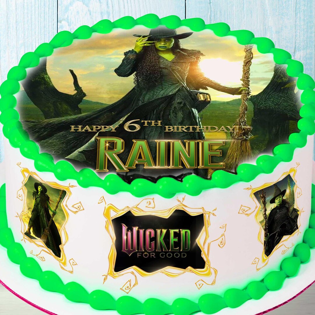 Wicked Cake Toppers - Elphaba Green Edible Images, Set of 4 - Etsy
