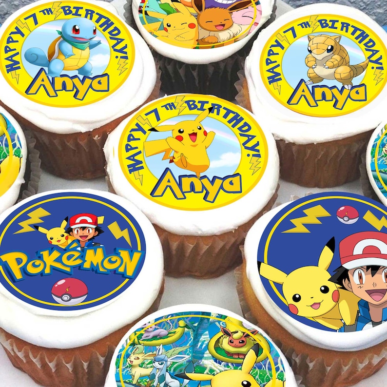 24 Pokemon Cupcake Toppers Edible – Precut Wafer Paper, Sugar Sheet, or ...