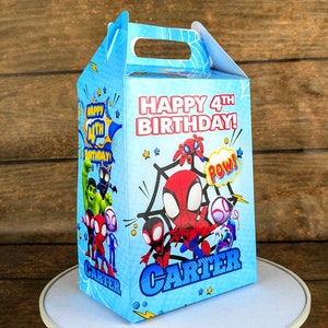Spidey Themed Gable Box: Personalized Meal Box for Burger & Fries Party ...