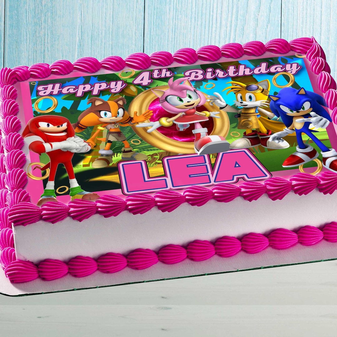 Amy Rose Birthday Themed Edible Cake Topper - Rectangular Design ...