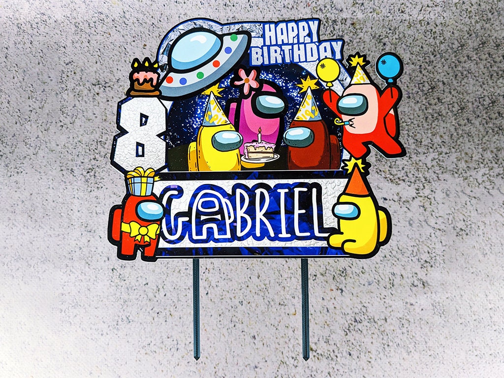 Personalized Among Us Cake Topper – Custom Birthday Party Decoration - Etsy