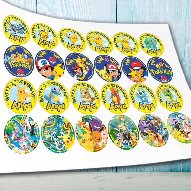 24 Pokemon Cupcake Toppers Edible – Precut Wafer Paper, Sugar Sheet, or ...