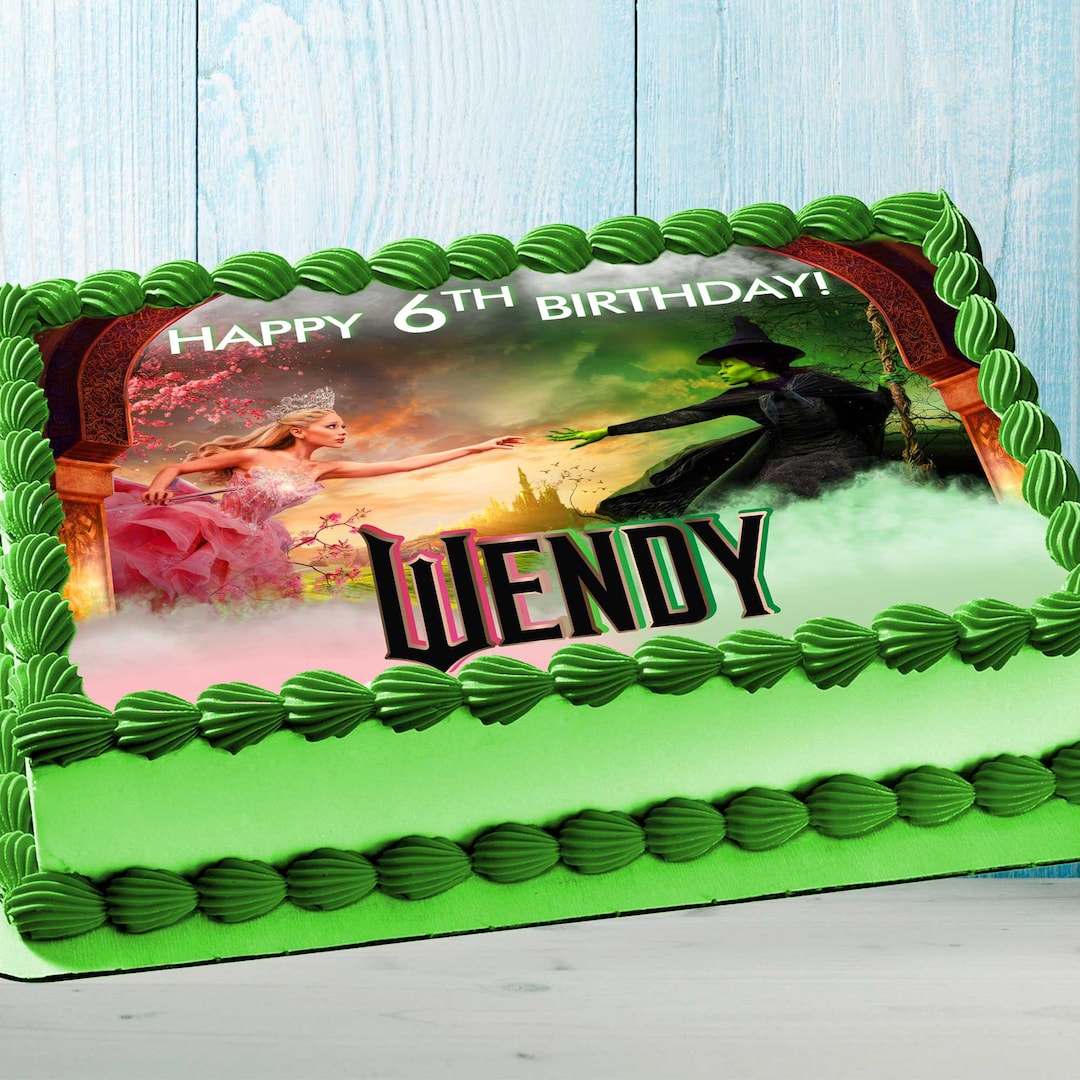Wicked Birthday Themed Edible Cake Topper - Rectangular Design - Wafer ...
