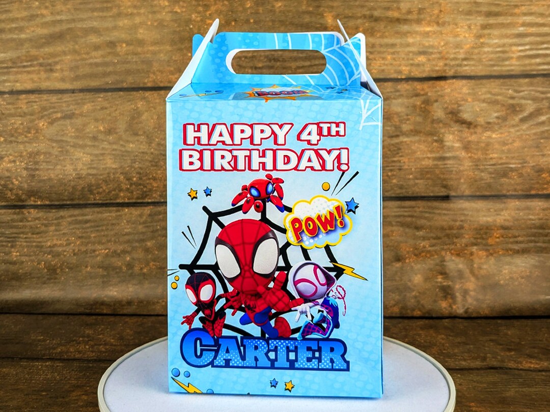 Spidey Themed Gable Box: Personalized Meal Box for Burger & Fries Party ...