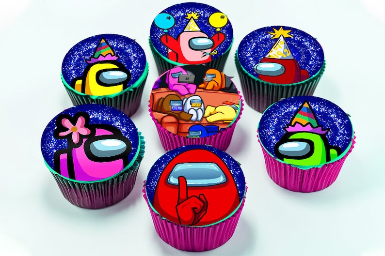 Among Us Cupcake Toppers – Precut Edible Wafer, Sugar Sheet or ...