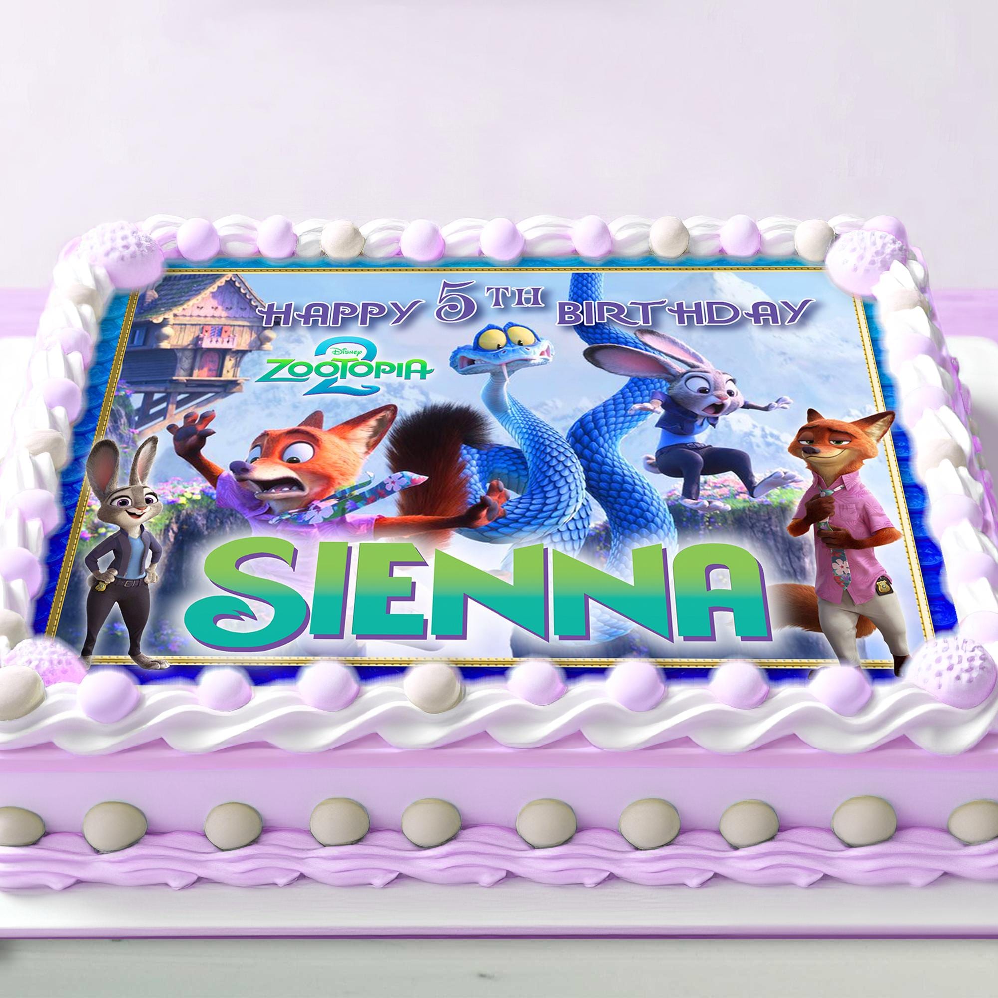 Zootopia 2 Birthday Themed Edible Cake Topper – Rectangular Design ...