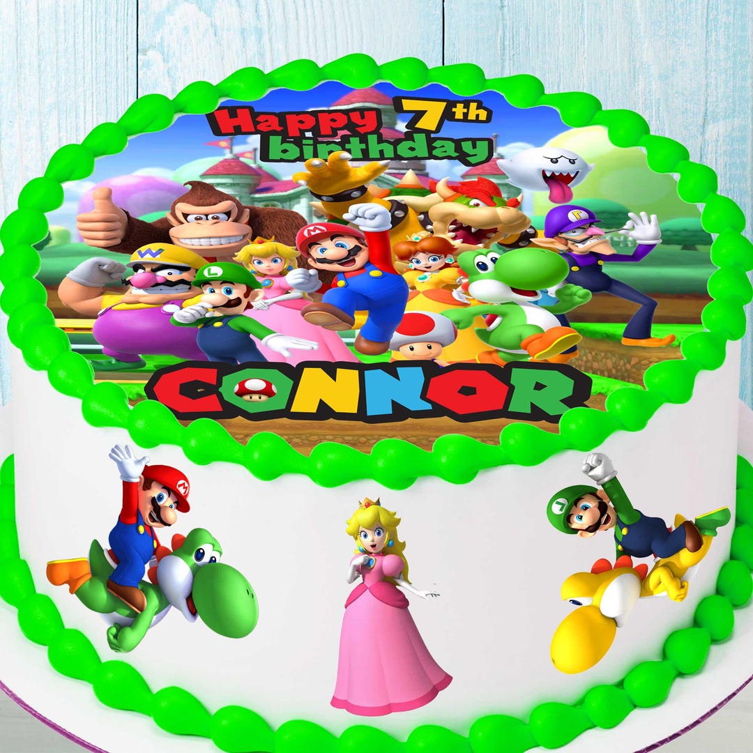 Set of 4 Super Mario Edible Cake Toppers - Precut on Wafer Paper, Sugar ...