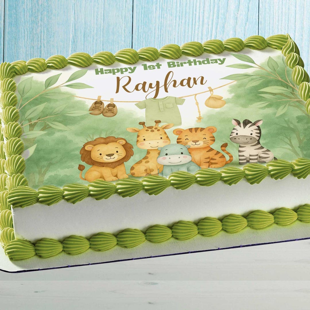 Frise de gâteau Jungle Bébé - Image comestible pour anniversaire safari ...