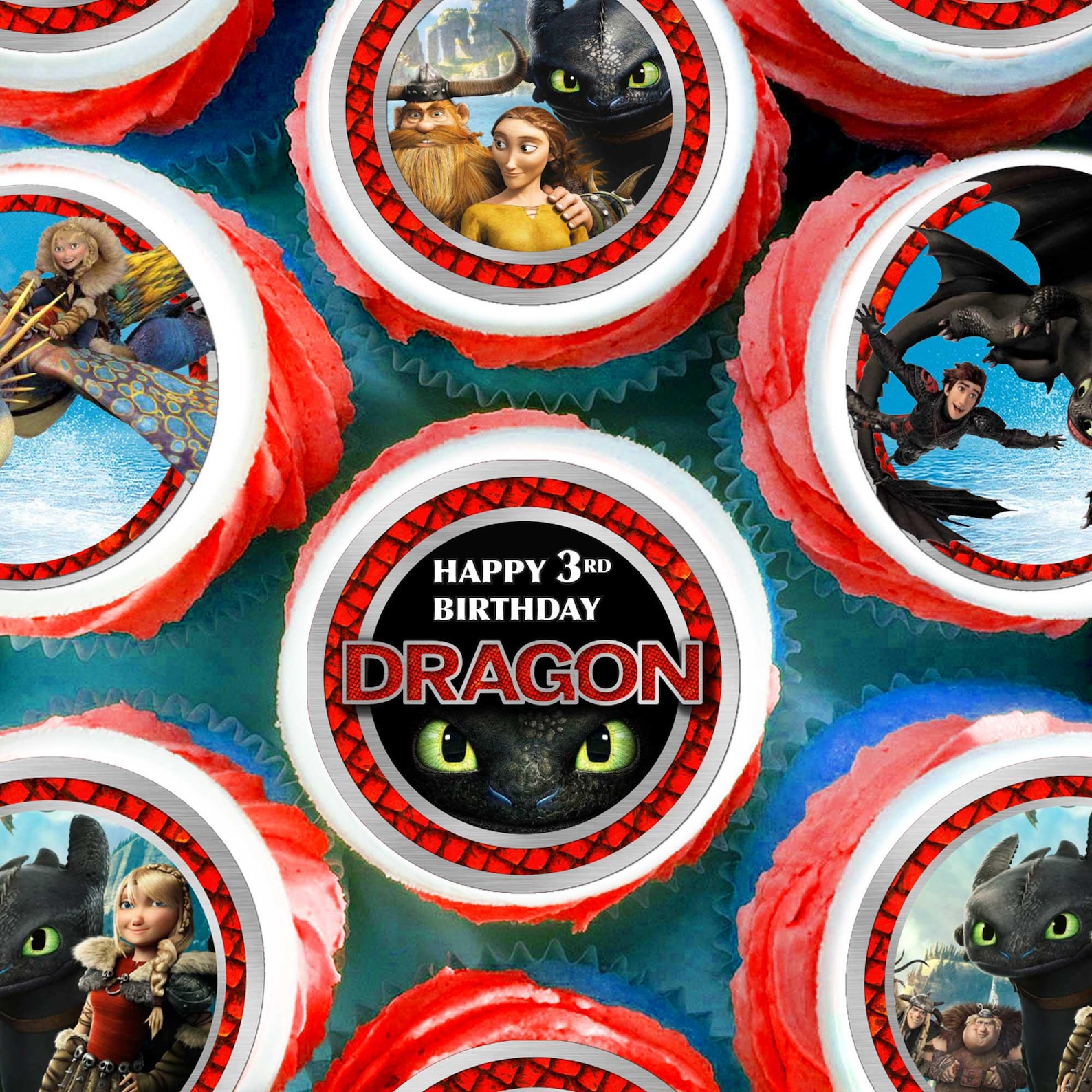 How to Train Your Dragon Cupcake Toppers – Precut Edible Wafer, Sugar ...