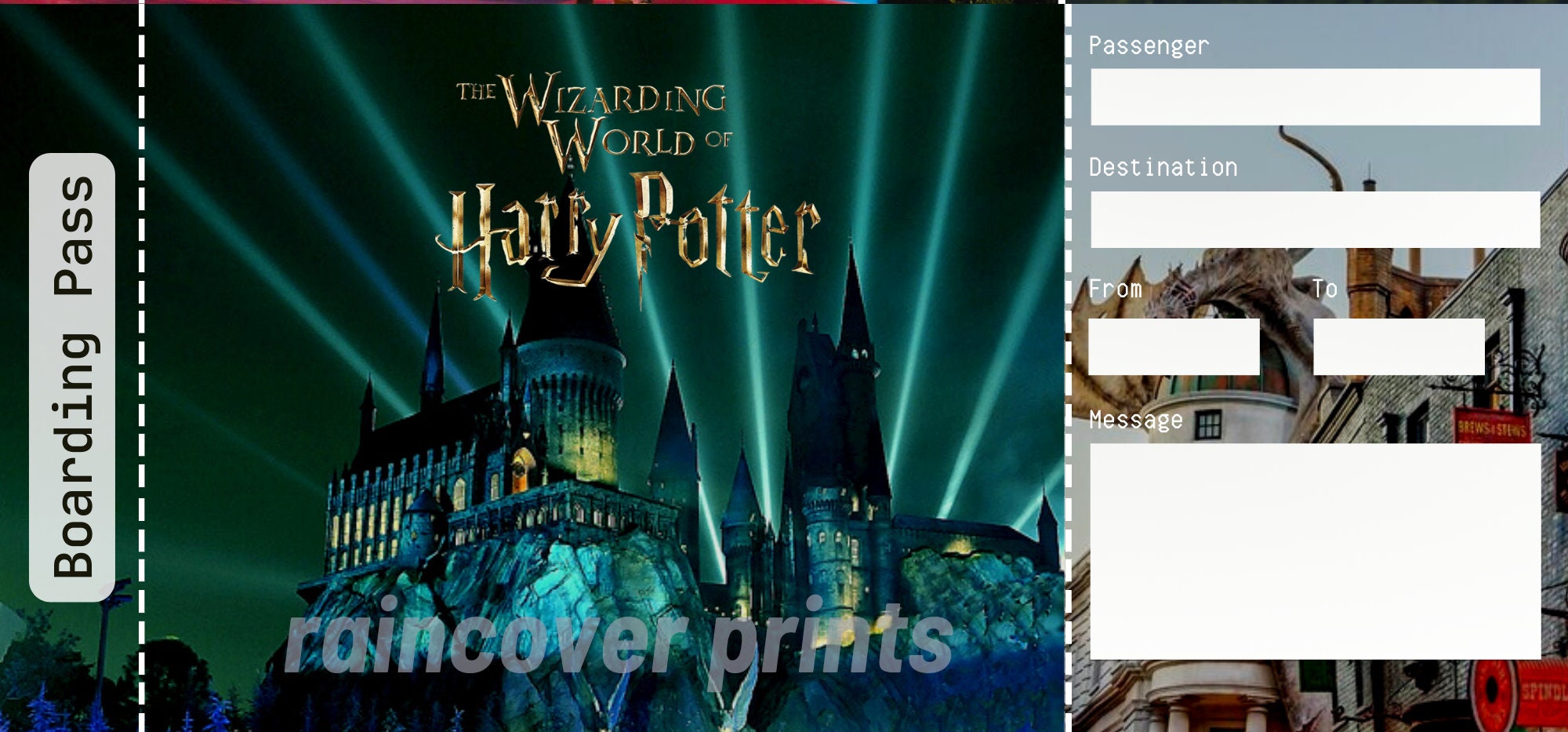 Universal Studios Surprise Vacation Boarding Pass Harry Potter Hogwarts ...