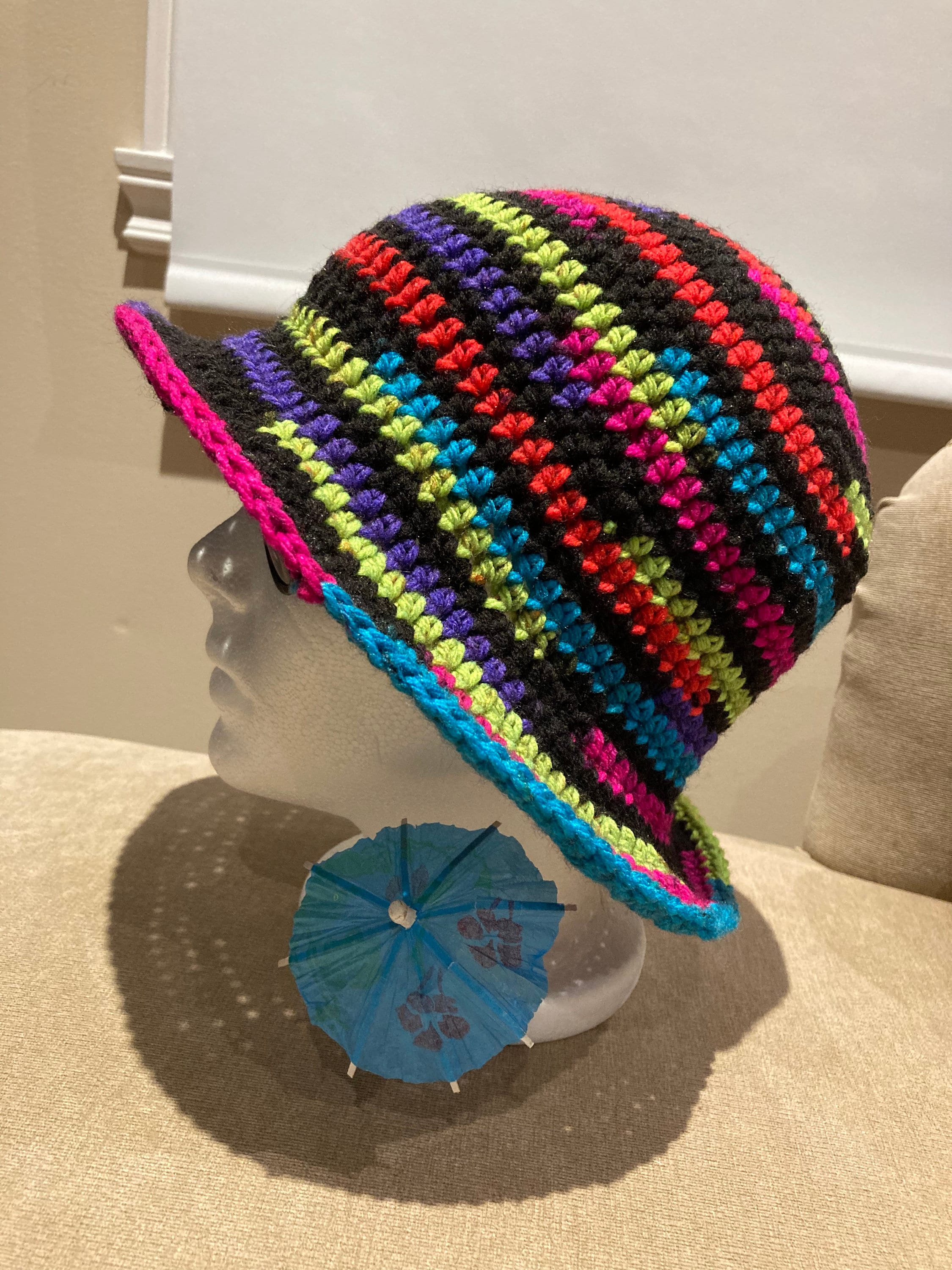 Hand Crocheted Neon Paint Pour Bucket Hat - Etsy