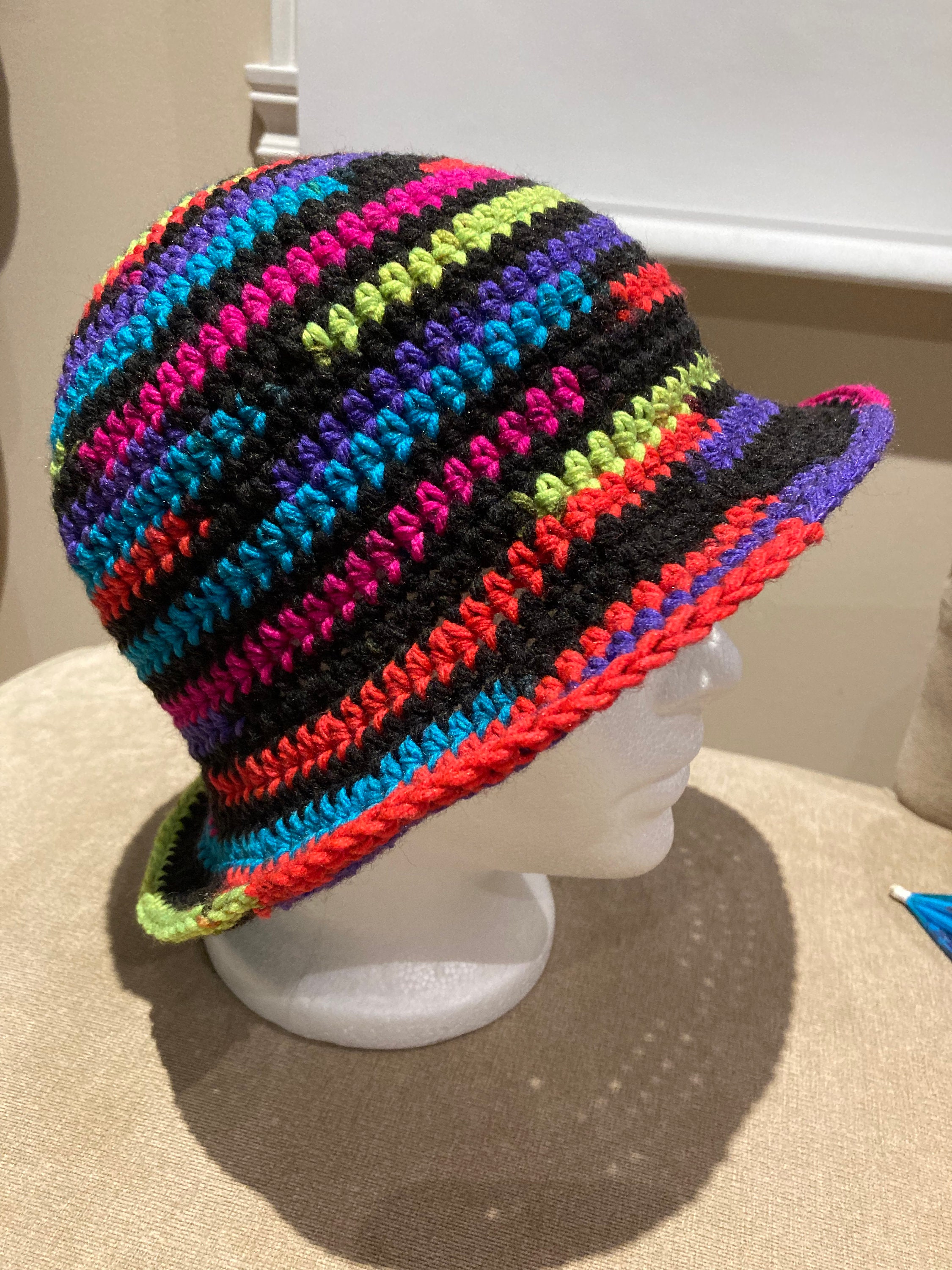 Hand Crocheted Neon Paint Pour Bucket Hat - Etsy