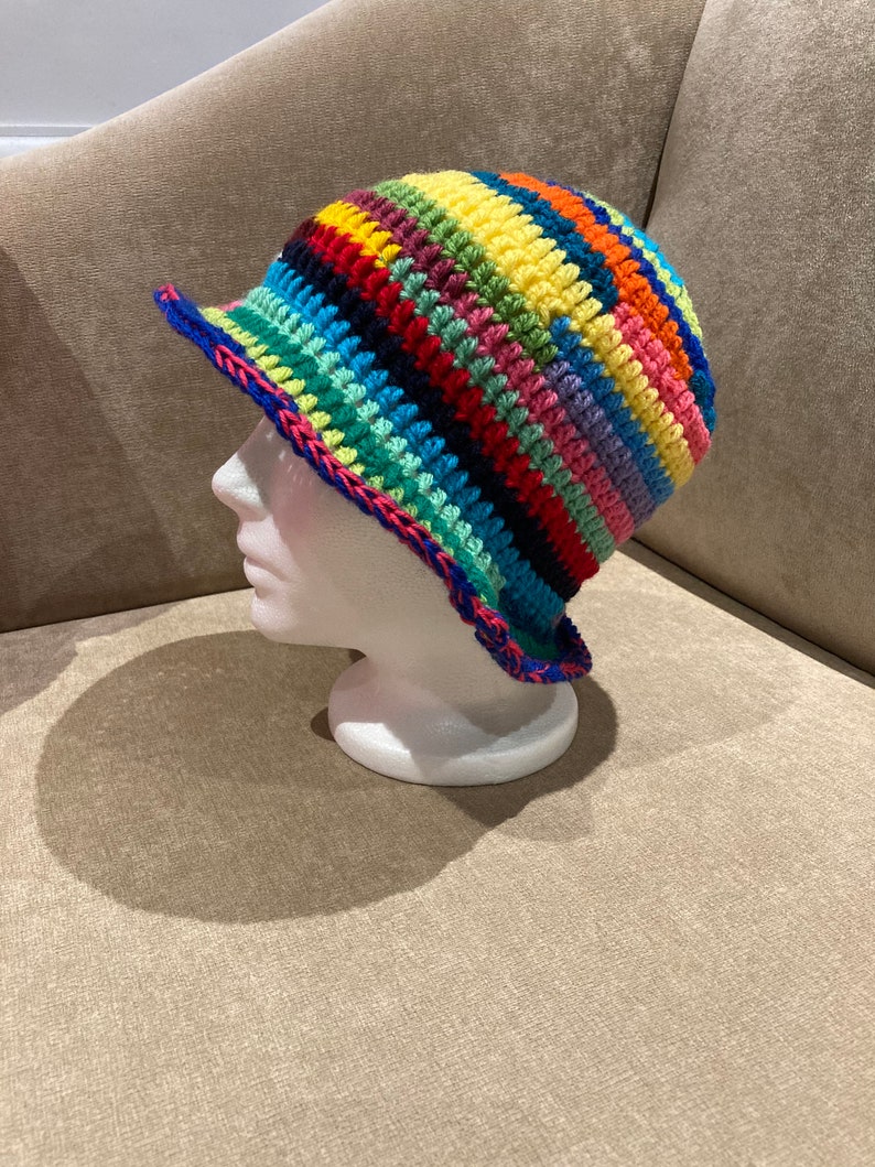 Hand Crocheted Multicolored Bucket Hat - Etsy
