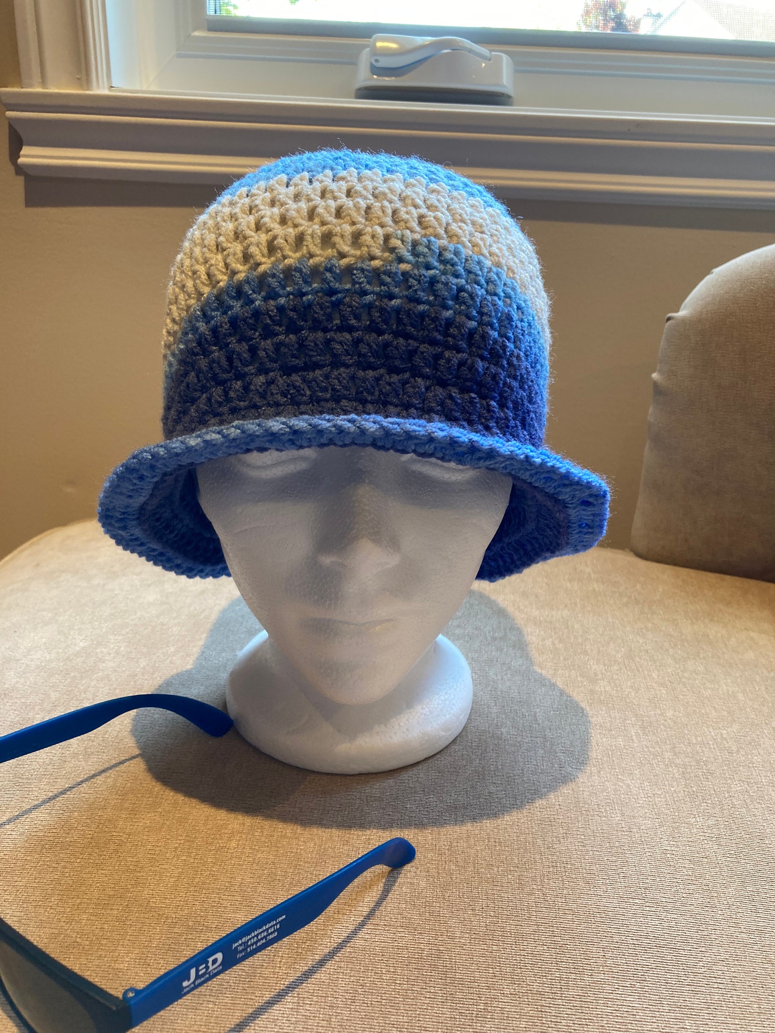 Hand Crocheted Blue Bucket Hat - Etsy