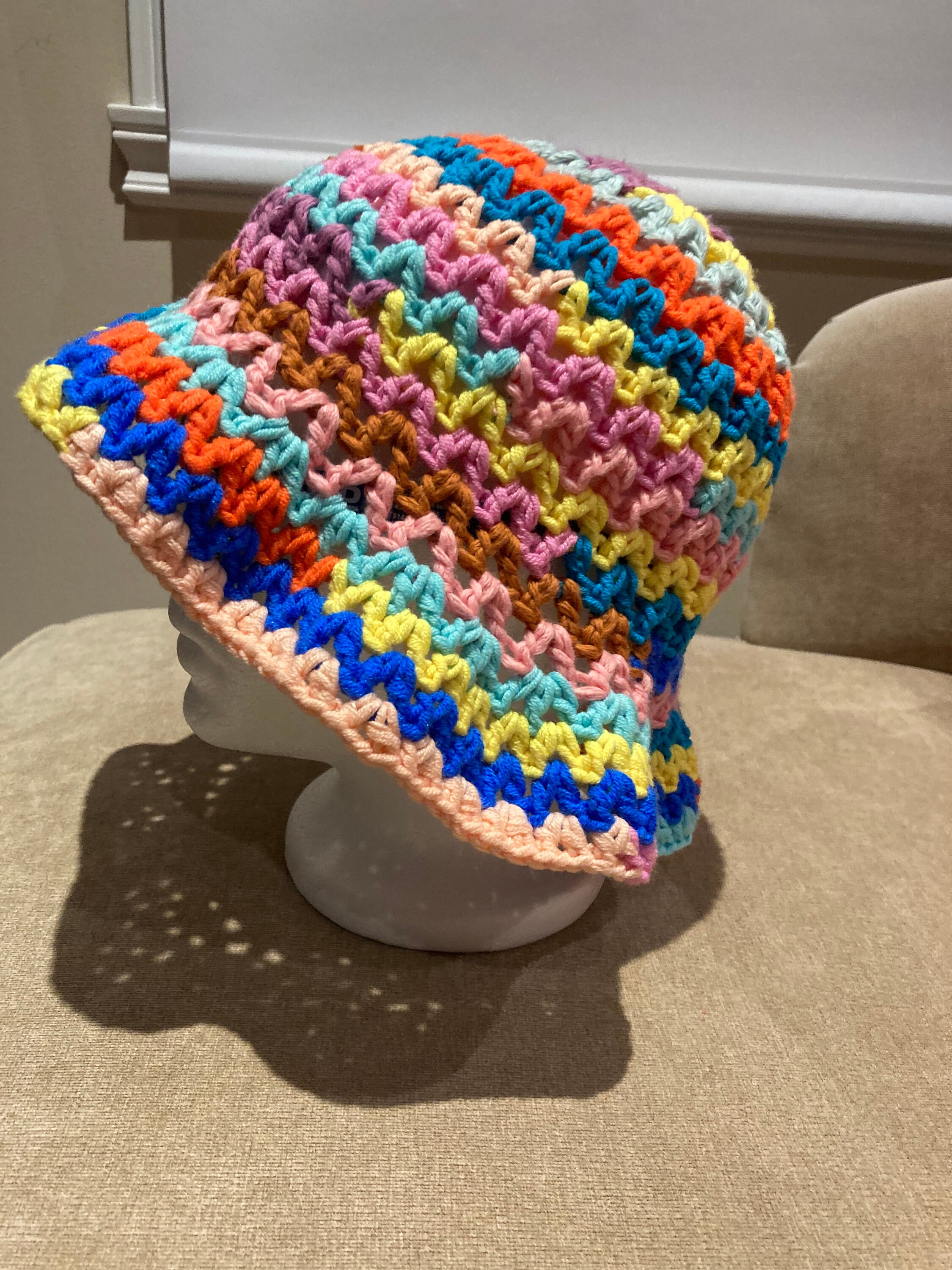 Hand Crocheted Hand Made Cotton Bucket Hat With Floppy Wide Brim - Etsy