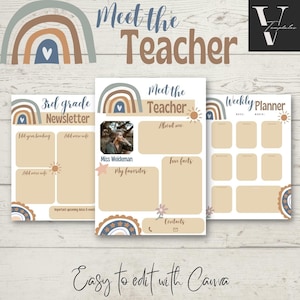 Meet the Teacher Template L Boho Rainbow Style L Value Pack - Etsy