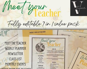 Editable Meet the Teacher Template Value Pack - Etsy