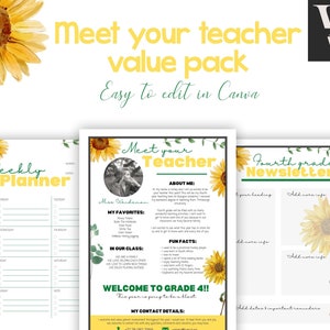 Meet the Teacher Template L Boho Rainbow Style L Value Pack - Etsy