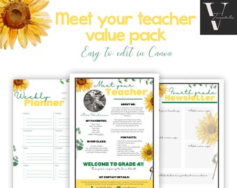 Editable Meet the Teacher Template Sunflower Teacher - Etsy